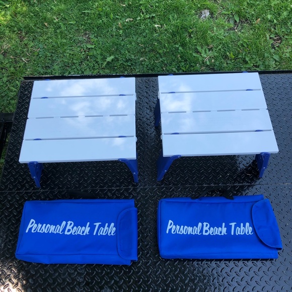 Other | White And Blue Personal Beach Table | Poshmark